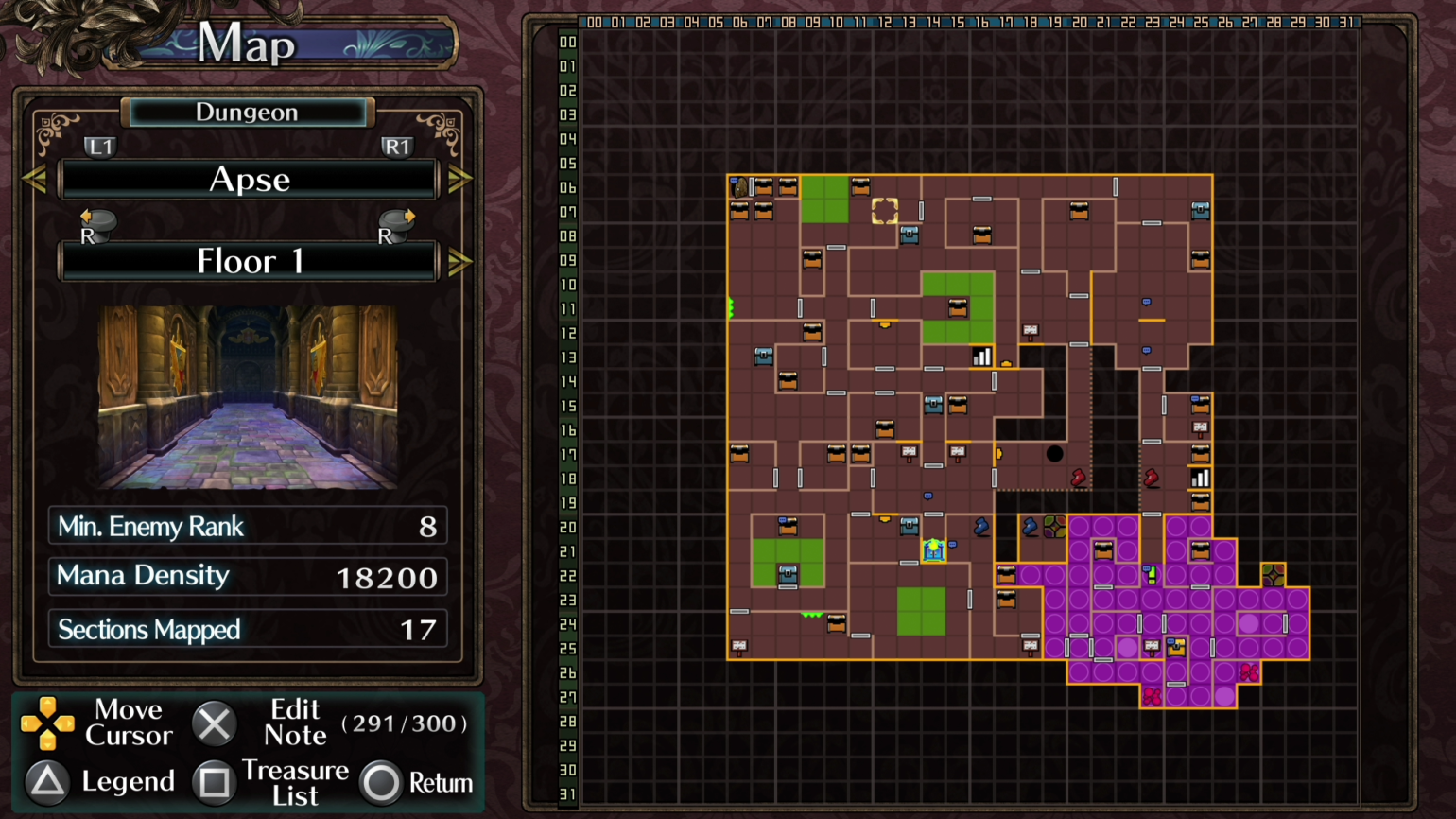 Every Map in Labyrinth of Galleria: The Moon Society » Infinite Start